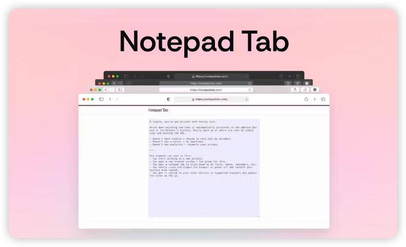 Notepad Tab：一款简单、安全且支持私密分享的在线记事本